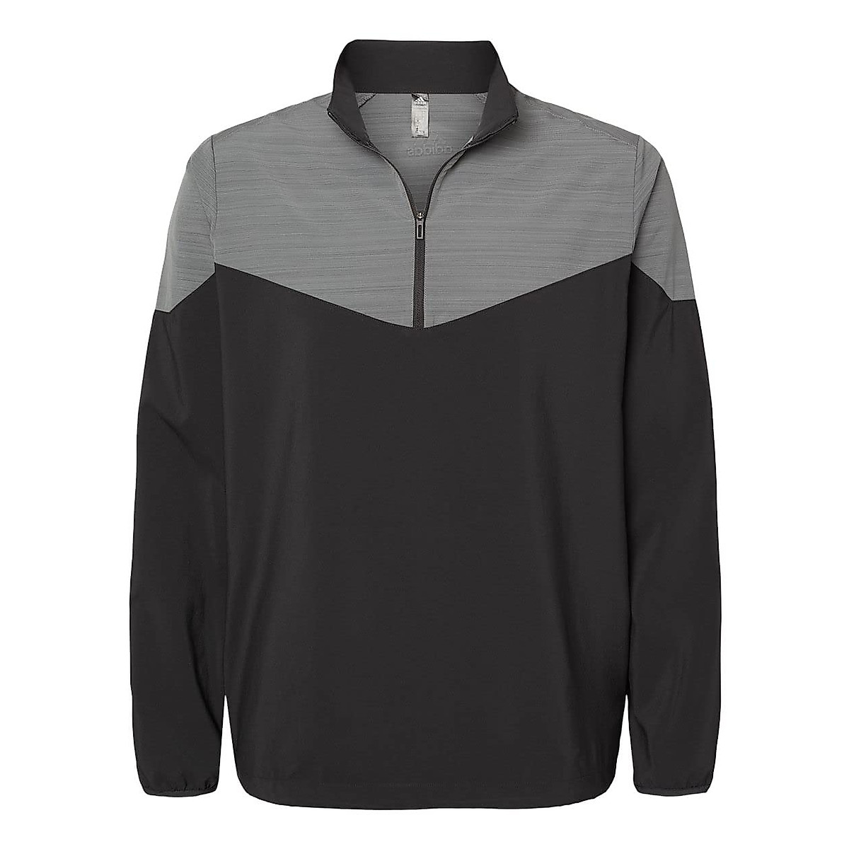 adidas Mens Heather Chevron Quarter-Zip Wind Pullover, M, Black/Black Heather