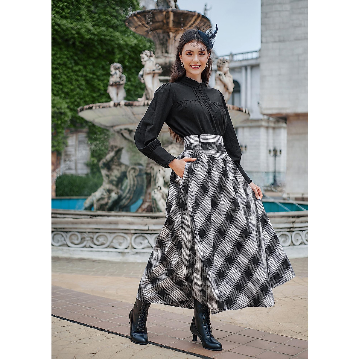 Scarlet Darkness Renaissance Shirt Women 1800s Victorian Edwardian Blouse Long Sleeve Shirt Black S