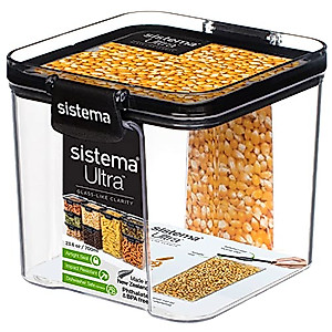 Sistema Ultra Collection Square Food Storage Container, 23.6 oz./0.7 L, Clear/Black