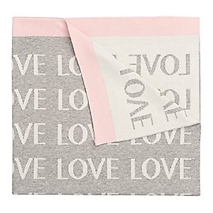 Elegant Baby Premium 100% Cotton Knit Blanket, Grey Love with Pink Trim, 30" x 40"