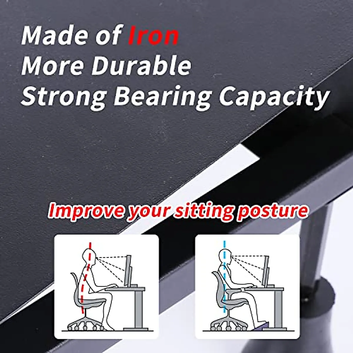 Mymyth Office Foot Rest for Under Desk at Work - Iron Adjustable Ergonomic Footrest Strong & Durable - 6 Heights Foot Stool with Memory Foam Cushion - for Computer Gaming