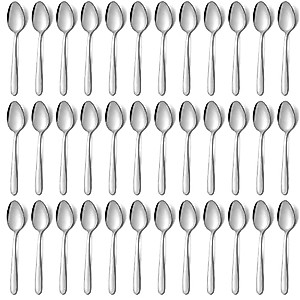 36 Pieces Dinner Spoons Set (7.4 inch), Pleafind Spoons Silverware, Stainless Steel Spoon, Silver Spoons, Mirror Polished Tablespoon, Silverware Spoons for Home, Kitchen, Restaurant, Dishwasher Safe