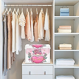 DOMIKING Valentine Gnome Heart Large Storage Bin with Lid Collapsible Shelf Baskets Box with Handles Toys Organizer for Nursery Drawer Shelves Cabinet