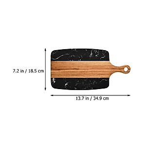 HEMOTON Wood Cutting Board with Handle Wooden Chopping Board Rectangle Paddle Chopping Butcher Hanging Steak Plate Block for Kitchen Kitchen Picnic Black