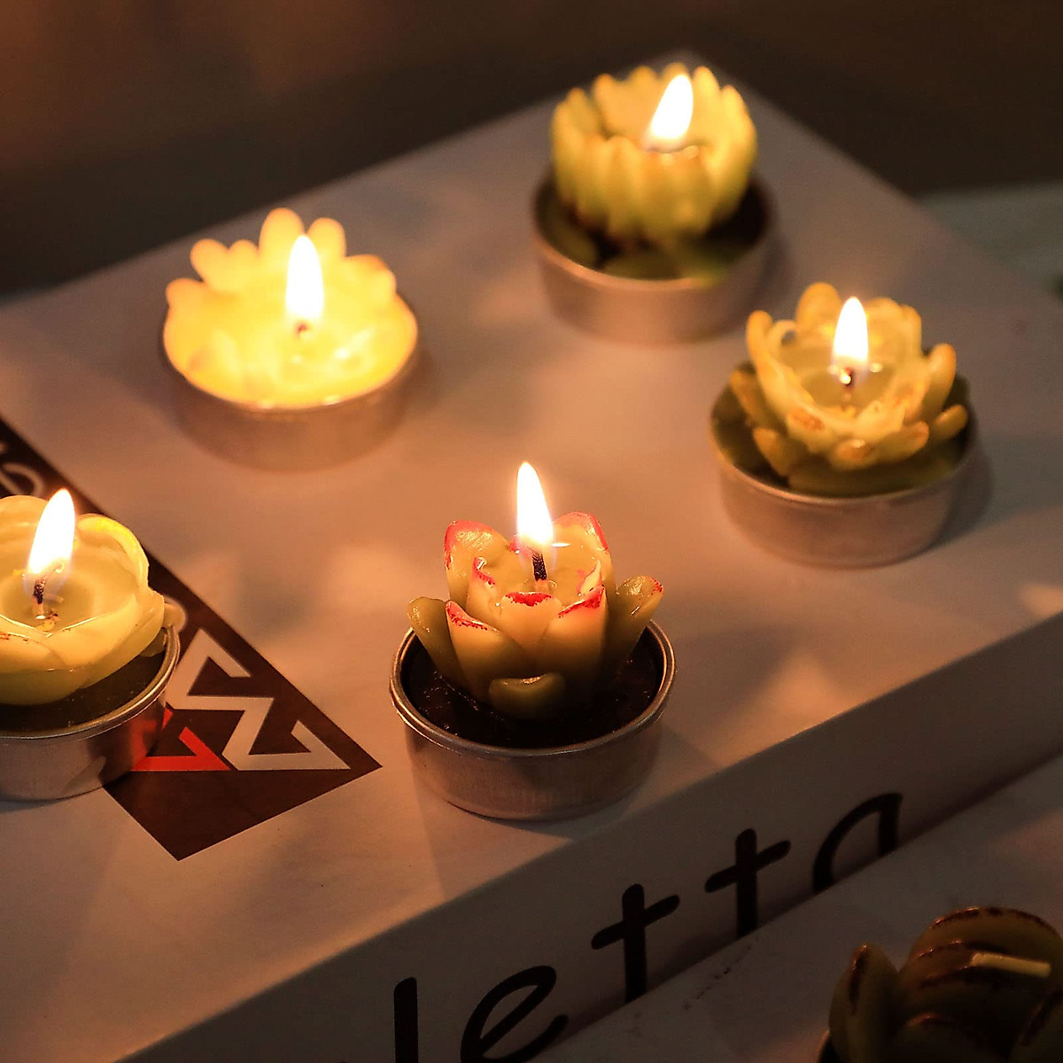 SCENTORINI Tealight Candles, 12 Pack Cactus Candles, Cute Tealight Candles for Christmas Decorations, Mini Delicate Candles, Unscented Candles Gift for Birthday Party Wedding Home Decor