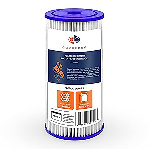Aquaboon 1 Micron 10" x 4.5" Pleated Sediment Water Filter Replacement Cartridge | Whole House Sediment Filtration | Compatible with FM-BB-10-1, ECP1-BB, FM-BB-10-1A, HDC3001, WPC1FF975, 6-Pack