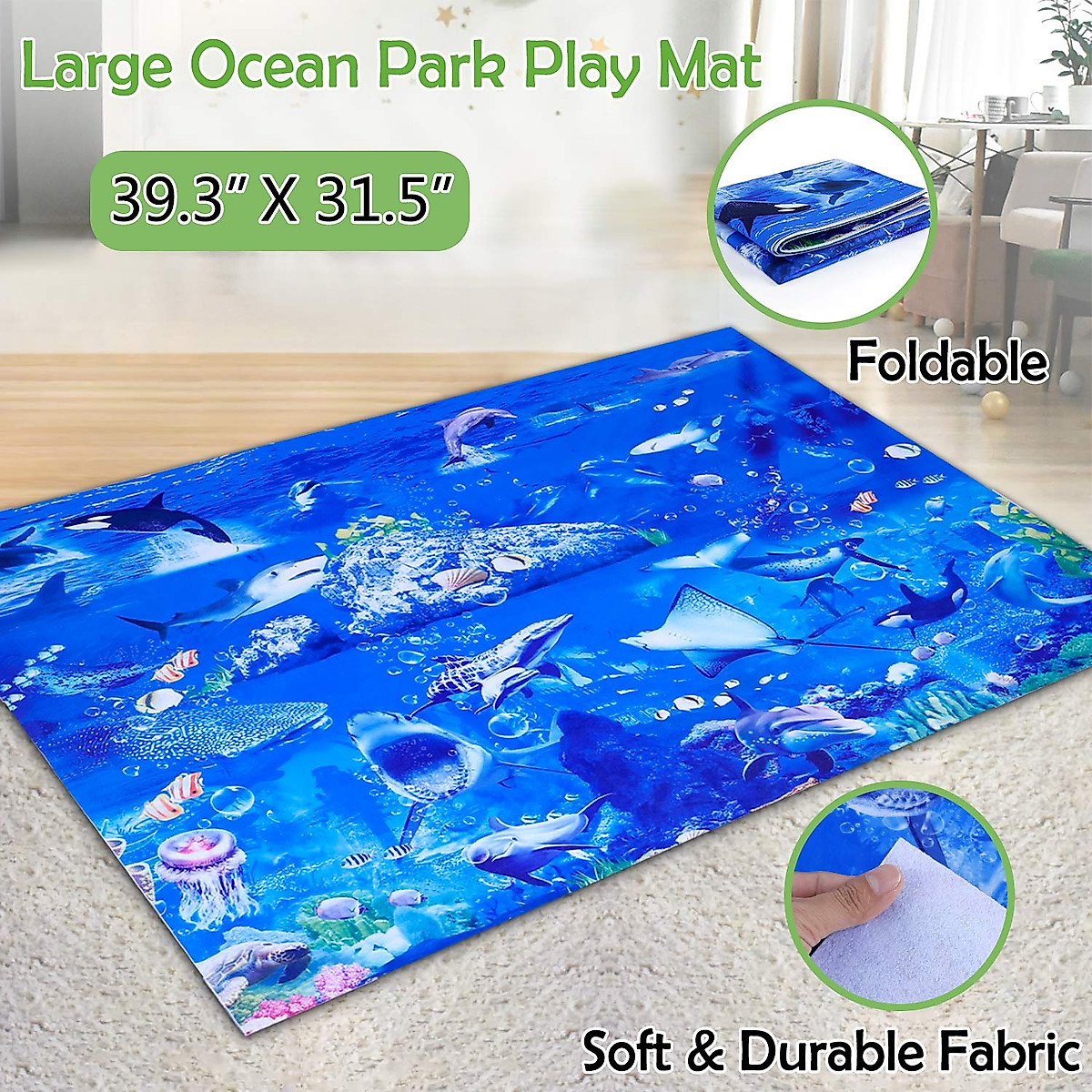 INNOCHEER Kids Ocean Animals Toys, Sea Animals Toys for Kids,18 Pack Ocean Toys for Kids Toddlers Boys Girls Age 3-8-12, Sea Creatures Toys Set for Kids with PlayMat Including Shark, Whale, Dolphin