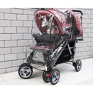 Universal Stroller Raincovers for Twins Baby Stroller Pushchair Waterproof Buggy Pram Raincoat Wind Dust Rain Covers PVC Double Carrycots Weather Shield Protector (Tandem Twin Buggy Rain Cover)