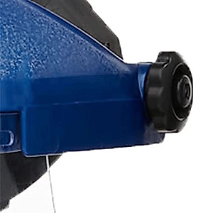 Sellstrom Single Crown Safety Face Shield with Ratchet Headgear, Clear Tint, Uncoated, Blue, 8" x 12" x .040, S39110