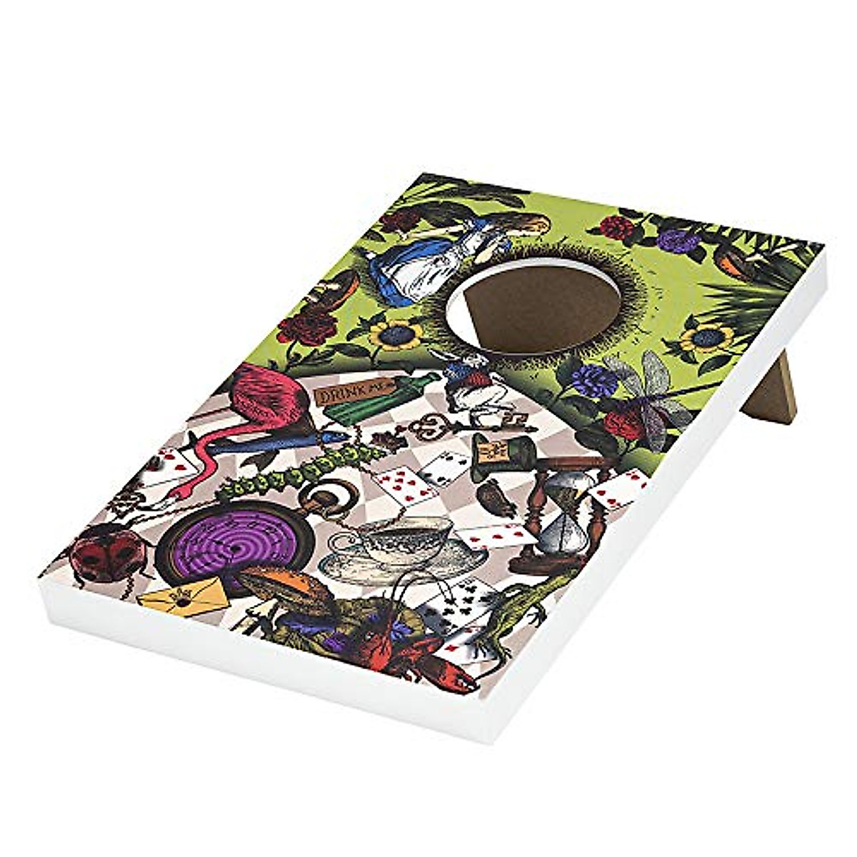Professor PUZZLE Down The Rabbit Hole - Alice in Wonderland Themed Corn Hole Game/Bean Bag Toss Game
