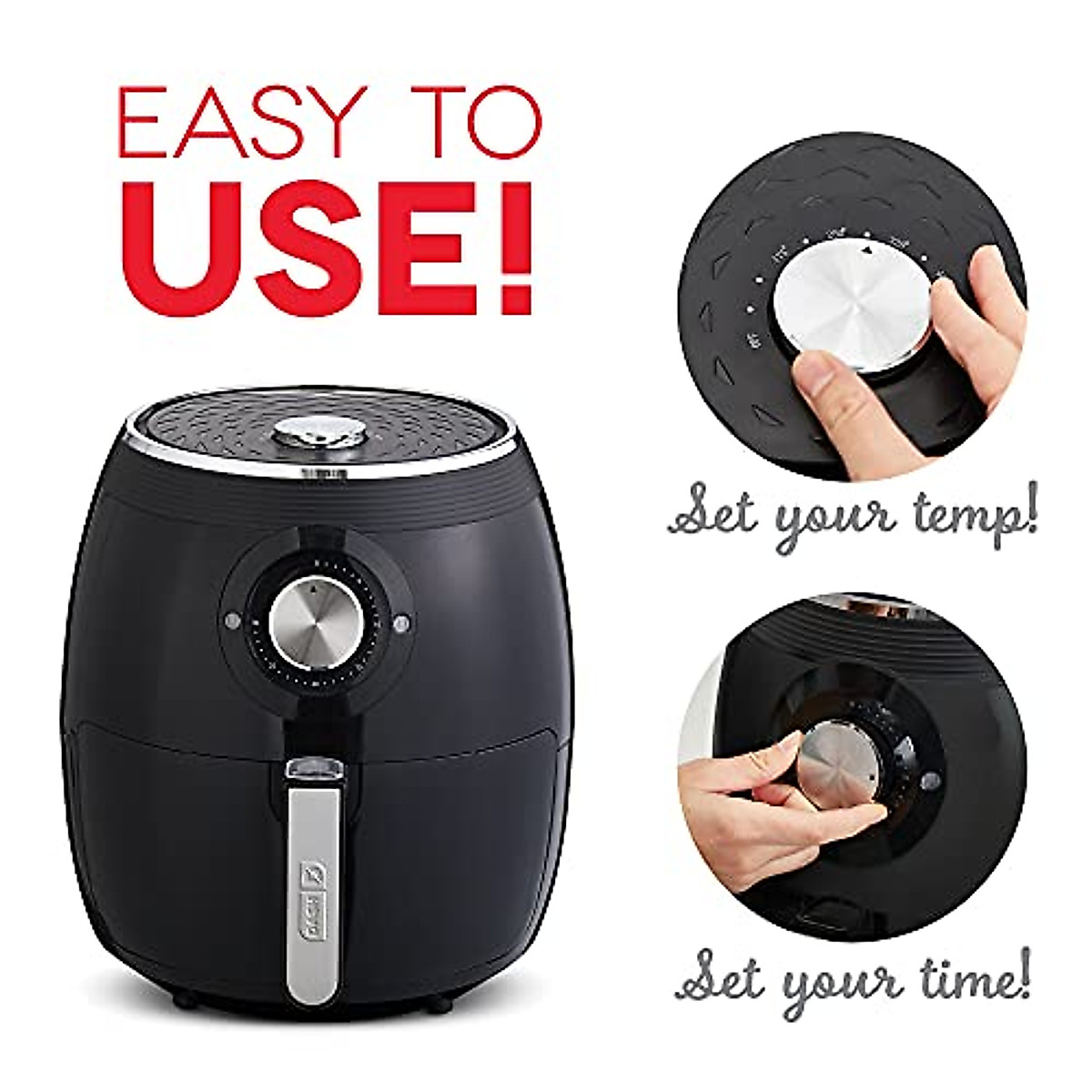 DASH Deluxe Electric Air Fryer + Oven Cooker with Temperature Control, Non-stick Fry Basket, Recipe Guide + Auto Shut Off Feature, 1700-Watt, 6 Quart - Black