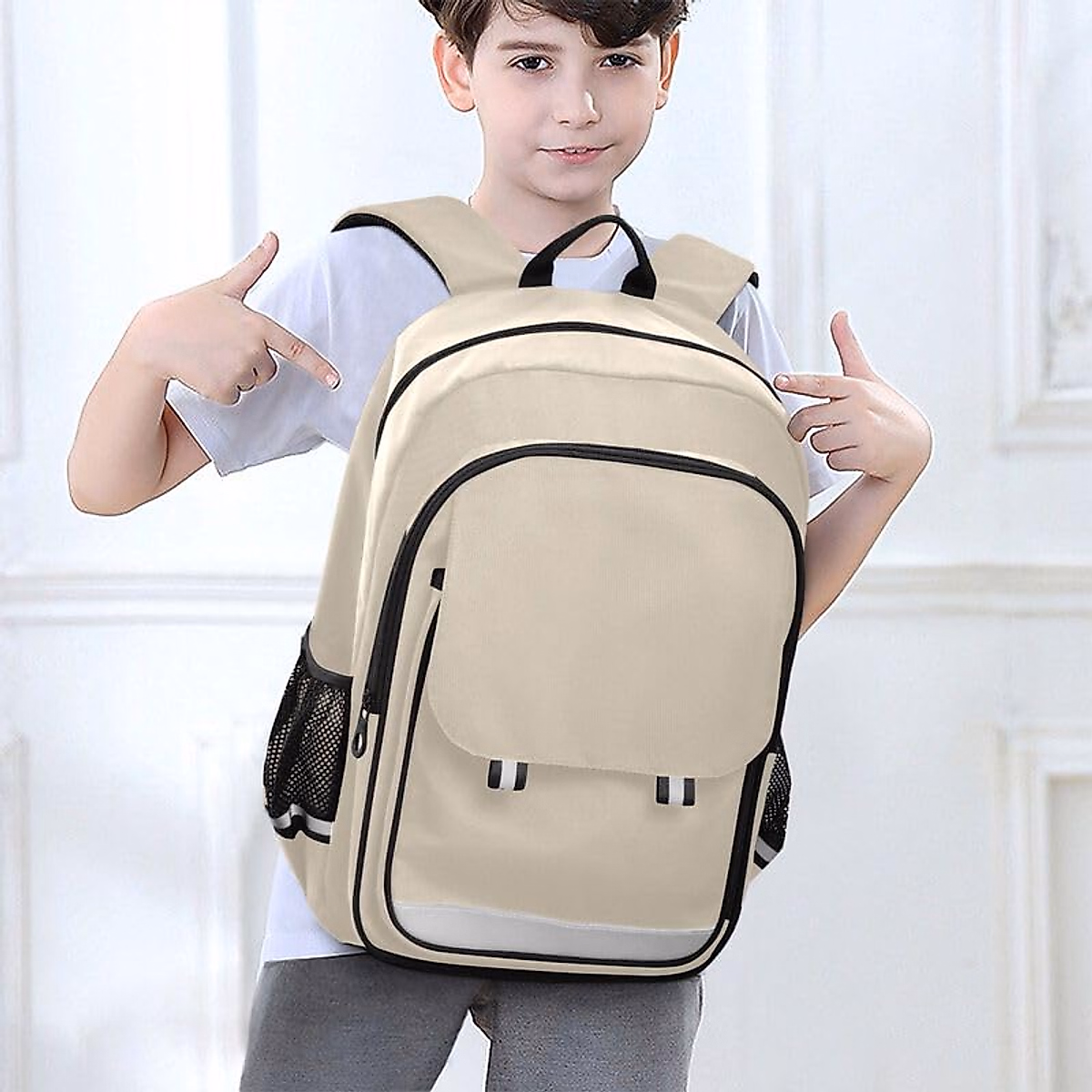 ODAWA Papaya Whip Bakcpack Primary Middle School Book Bags Girls Boys Backpack for Kids 17 Inch