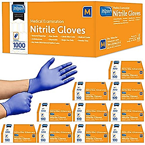 Inspire Nitrile Exam Gloves | THE ORIGINAL Quality Stretch Nitrile, Cobalt Blue | 4.5 Gloves Disposable Latex Free Medical EMT (Medium (Pack of 1000), Case Of 1000)