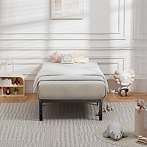 DUMOS Bed Frame - Twin Size Metal Platform Bed Frame Mattress Foundation with Steel Slat Support, No Box Spring Needed, Storage Space Under Frame, Easy Assembly, Black