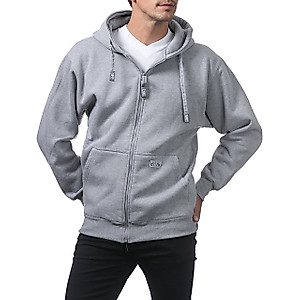 Pro Club Men's Heavyweight Full Zip Fleece Hoodie, Heather Gray, Large
