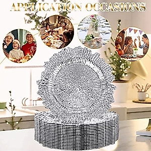 Mimorou 18 Pack Reef Charger Plates Plastic Snowflake Charger Plates Wedding Floral Charger Plates Decor for Christmas Dinner Wedding Party Event Supplies, 13 Inch (Silver)