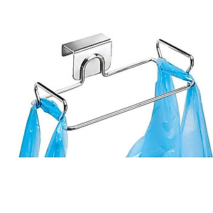 Hanging Stainless Steel Trash Bag Holder Recycled Reusable Disposable Plastic Shopping Grocery Bags Holder for Kitchen Cabinets Doors and Cupboards