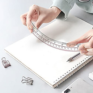 Ruler 12 inch, Clear Plastic 12 inch Ruler, Apply to Rulers for Kids and Office Use Measuring Tools, Transparent Metric Straight Ruler, Ruler with Inches and Centimeters, Ruler Set Pack of 2