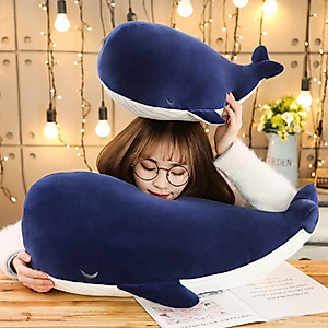 JPORSHU 10inches Soft Simulation Big Blue Whale,Marine Life Dolphin Doll Plush Toy，Back Cushion Children Birthday Gift
