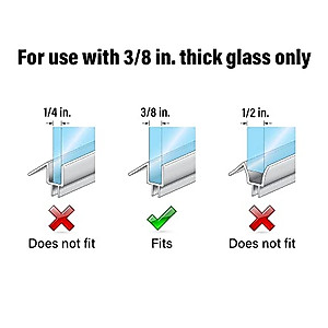 Prime-Line M 6258 Frameless Shower Door Bottom Seal for 3/8 In. Thick Glass Doors – Stop Shower Leaks and Create a Water Barrier, 36 In., Clear Vinyl (Single Pack)