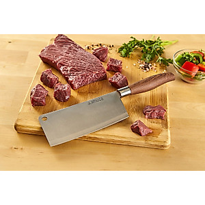 IMUSA USA IMU-73053 5.5" Stainless Steel Cleaver with Woodlook Handle