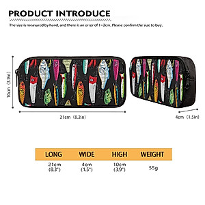 Ouhene Fishing Lures Pencil Case for Men Women,Large Capacity Pencil Box for Boys Girls,Pencil Case Pouch with Zipper for School Work Travel
