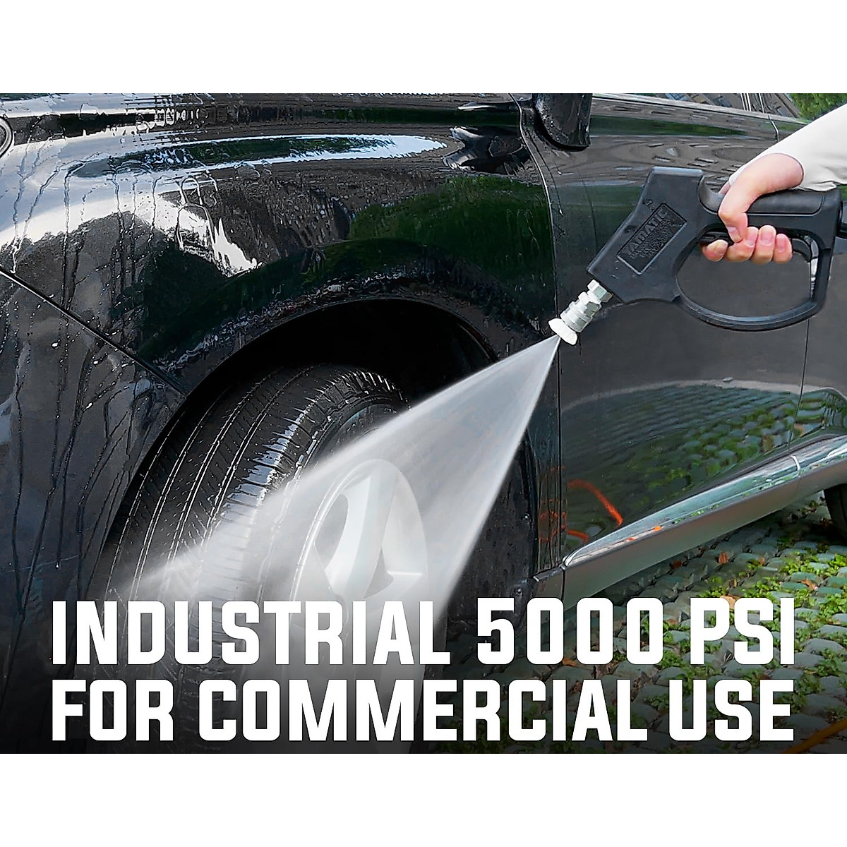 YAMATIC Short Pressure Washer Gun Stainless Steel with Swivel 3/8" Plug, 5000 PSI Power Washer Trigger Handle Replacement for MTM SGS35, SGS28, SG35, SG28 and More Stubby Foam Cannon Gun Car Wash