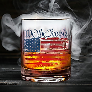 Lucky Shot - We The People American Flag Whiskey Glass | United States Constitution | Patriotic Wine Glasses | Political Republicans Patriotic Glass (11 oz)