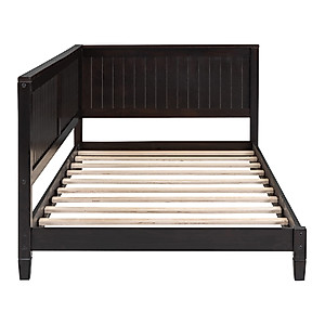 Royard Oaktree Twin Size Daybed, Wood Bed Frame with Headboard and Sideboard, Modern Low Sofa Bed Frame with Wooden Slats Support Mattress Foundation for Kids Room, Bedroom, Living Room, Espresso