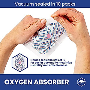 Wallaby 500cc Oxygen Absorbers for Long Term Food Storage 100 count (10х Packs of 10) Bulk - FDA Food Grade Packs for Vacuum Mylar Bags, Airtight Containers Flour Sugar Cereals, Freeze Dryers & Dehydrators