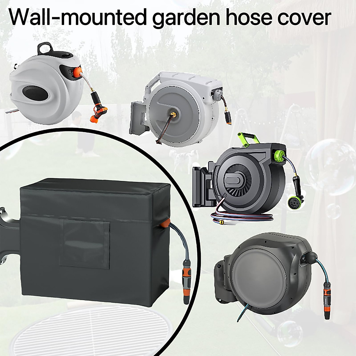 XCZ Wall Mounted Garden Hose Reel Cover, Giraffe Hose Reel Cover, 24.4 "x 13.5 " x 19.6" for retractable garden hose reel, waterproof, sunproof, dustproof protect your retractable garden hose reel