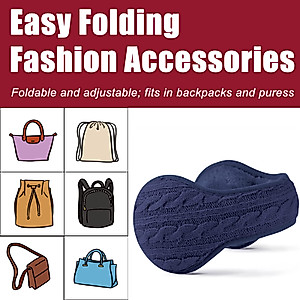 GERGELLA Knitted Ear Muffs for Women - Winter Ear Warmers Behind the Head Style - Ear Covers for Cold Weather Soft Fleece Earmuffs Navy 2PCS