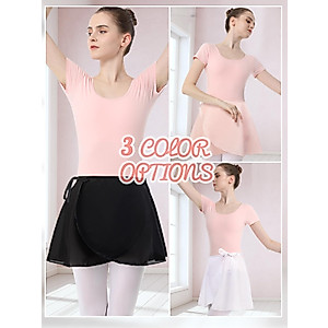 Soudittur Ballet Wrap Skirts Chiffon Dance Skirt for Toddler/Girls/Women (Black, Small)
