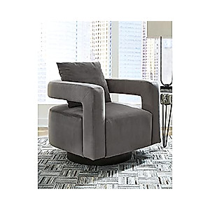 Signature Design by Ashley Alcoma Swivel Accent Chair, Fabric, Gray
