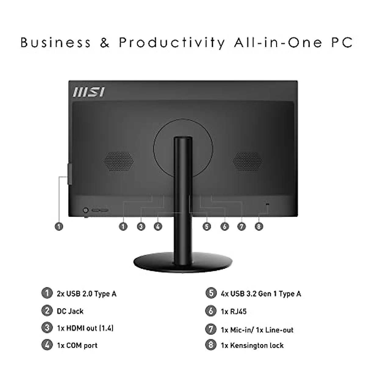 MSI PRO AP241 All-in-One Computer Desktop, 23.8" FHD IPS-Grade LED, Intel Core i3-10105, 8GB Memory, 500GB SSD, WiFi 6, BT 5.1, Black, Windows 10 Home (11M-630US)