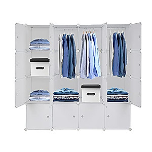 Customizable Modular Closet Organizer Stackable Shelves, Hanging Rod, and Multifunctional Design with White Doors