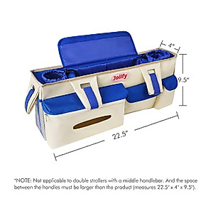 Joiify Large Double Stroller Organizer for BOB Duallie & Baby Jogger City Mini GT, Insulated Cup Holders & 6 Pockets, Parent Console Caddy Bag