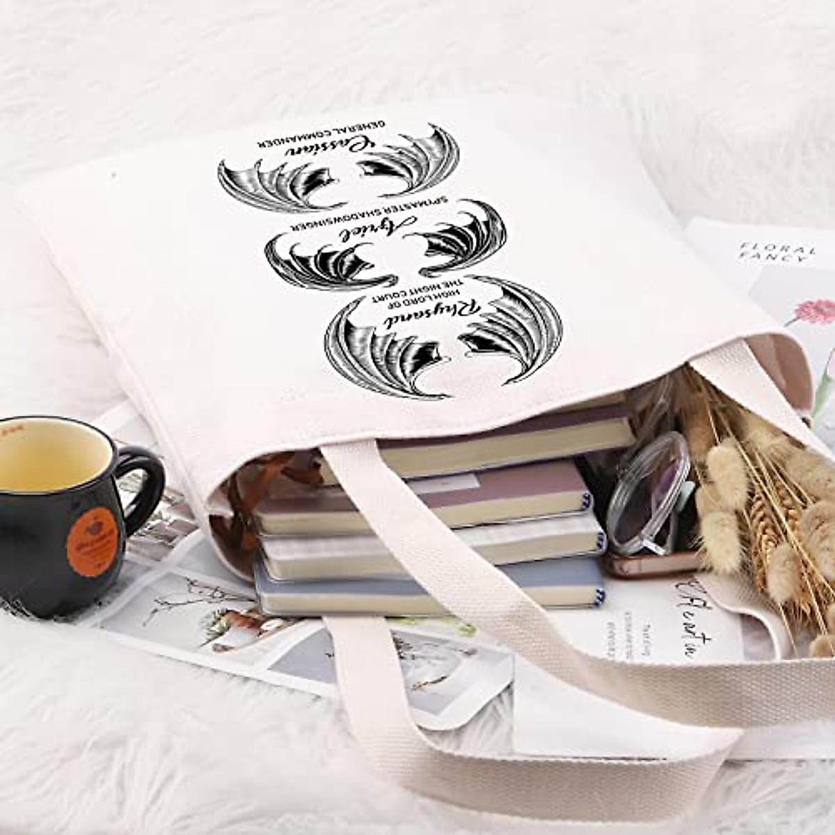 G2TUP ACOTAR Inspired Gift Rhysand Azriel Cassian Reusable Canvas Tote Bag A Court of Thorns and Roses Shopping Bag Bat Boys Fan Club Gift (Rhysand Azriel Cassian Handbag)