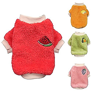 Coats for Dogs Winter Clothes Pet Dog Jacket Puppy Warm Sweaters Pet Clothes Cartoon Fruit Embroidery Pattern Keep Warmth Good Elasticity Pet Dogs Sweater Clothes for Winter - Red S