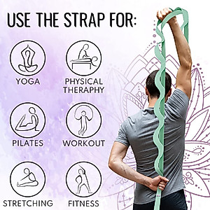 [NEW 2023] TECEUM Stretching Strap for Yoga & Physical Therapy – 10 Loops – Choice of materials & colors – Non-elastic Leg Stretch Out Straps for Stretching, Exercising, Pilates, Post-injury