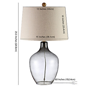 SAFAVIEH Lighting Collection Larzen Ombre Grey Glass 25-inch Bedroom Living Room Home Office Desk Nightstand Table Lamp (LED Bulb Included)