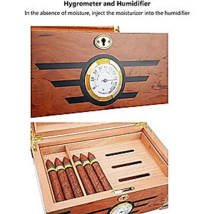 GagalU Cigar Humidor Box with Hygrometer and Humidifier, Crude Wood Desktop Cigar Cases Decorative Box