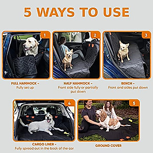 Dog Car Seat Cover for Back Seat | Waterproof Scratch Proof Back Seat Cover for Dogs | Pet Hammock Car Cover with Mesh Window | Nonslip Heavy Duty Dog Seat Covers for Cars Trucks SUV
