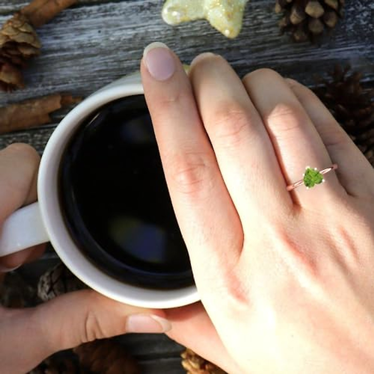Clara Pucci 2.0 ct Heart Cut Solitaire Natural Peridot 5-Prong Engagement Bridal Promise Anniversary Ring 18K Rose Gold Size 8.75