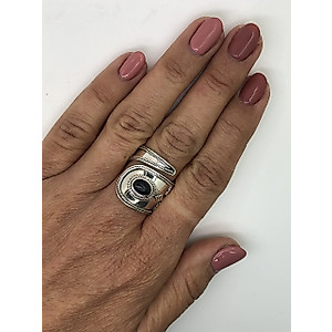 Black Onyx Adjustable Vintage Ring 925 Sterling Silver Gipsy Tribal Boho Chic Jewelry (7)