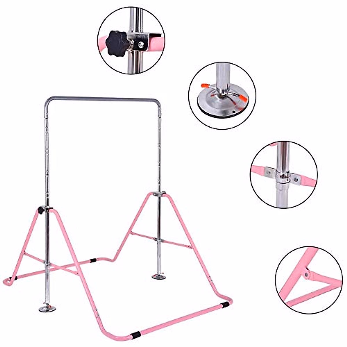 BalanceFrom Gymnastics Bar for Kids Height Adjustable Horizontal Kip Bar Folding Gymnastics Junior Training Bar