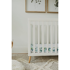 NODNAL CO. Leafy Pack n Play Playard Portable Mini Crib Fitted Sheet for Baby Mattress - Jersey Knit Cotton Unisex Girl/Boy for Pack and Play - Gender Neutral Floral Eucalyptus (Leafy Border)