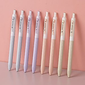 Writech Gel Pens Fine Point: 0.5mm Silent Retractable Extra Fine Needle Point Smooth Writing Pen Set No Smear Smudge Black Large Ink Click Pen Non Bleed 8ct for Journaling Drawing Sketching Notetaking