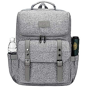 YALUNDISI Vintage Backpack Travel Laptop Backpack with usb Charging Port for Women & Men College Backpack Fits 15.6 Inch Laptop Grey