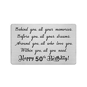 CPLJW 50th Year Old Happy Birthday Wallet Card Gifts, 50th Birthday Decorations for Women Men Engraved Funny Thoughtful Presents
